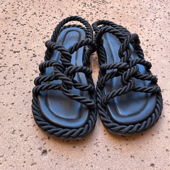 H&M | Shoes | Hm Black Rope Sandals Size 8 | Poshmark